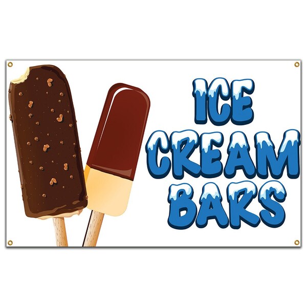 Signmission Ice Cream Bars Banner Concession Stand Food Truck Single